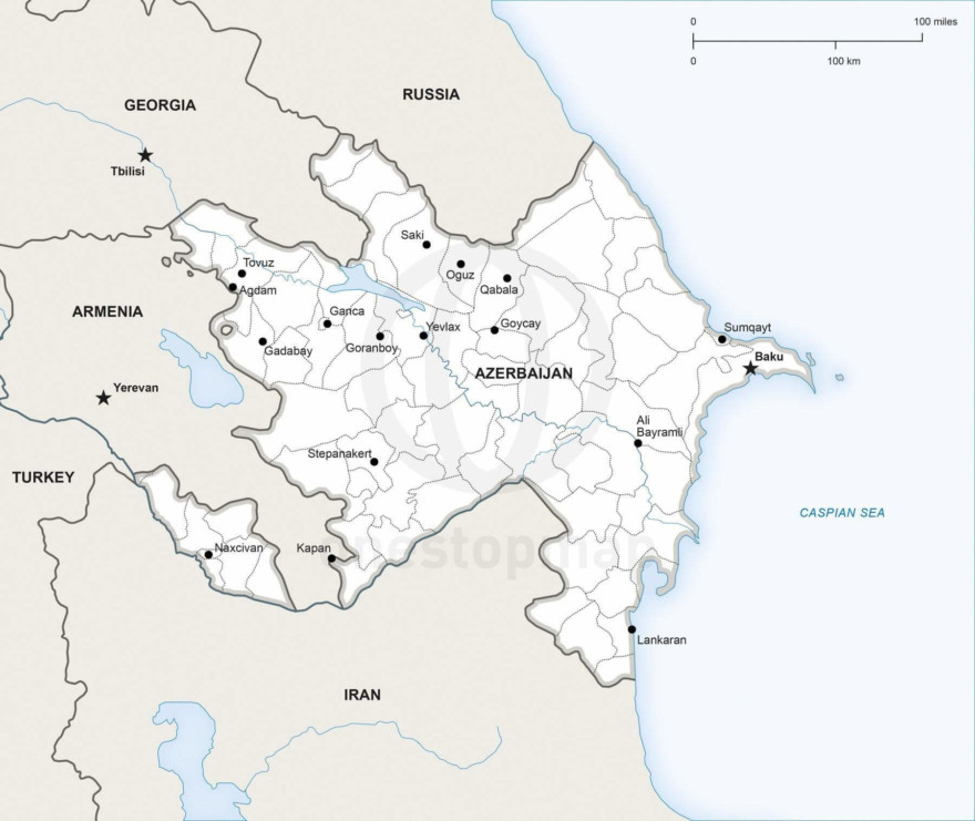 Vector Map of Azerbaijan Political | One Stop Map
