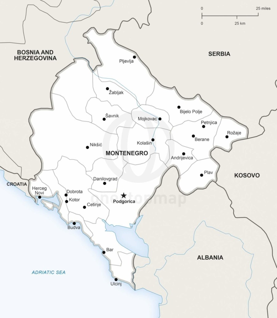 Vector Map of Montenegro Political | One Stop Map
