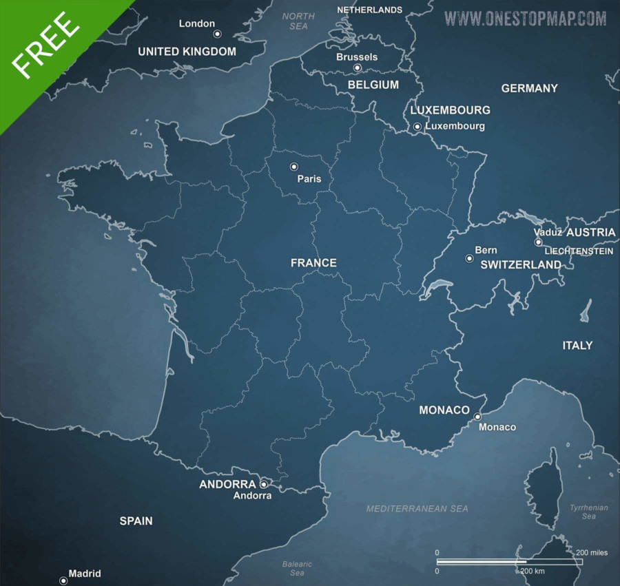 Free Vector Map of France Outline | One Stop Map
