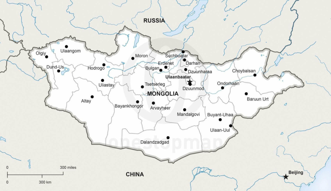 Free Vector Map of Mongolia Outline | One Stop Map