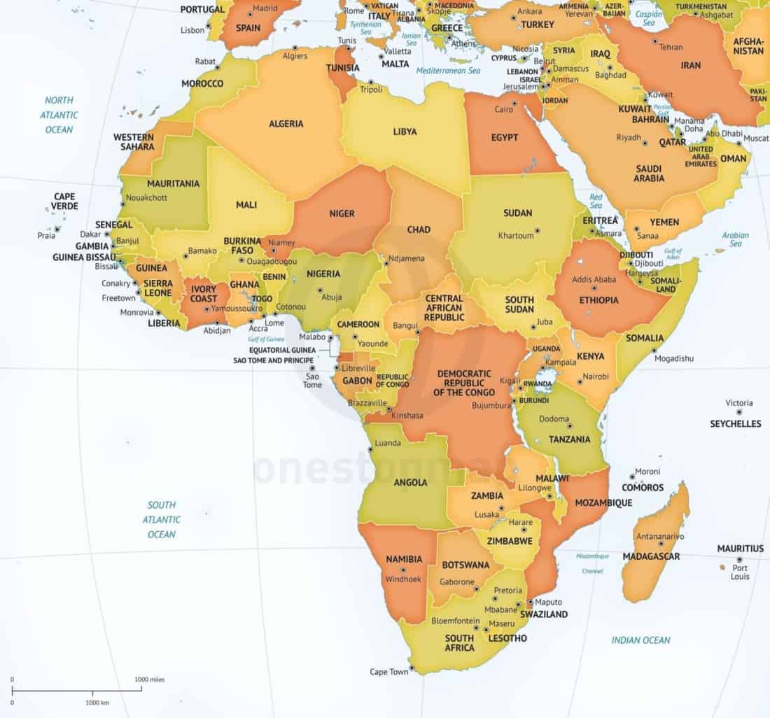Vector Map of Africa Continent Political | One Stop Map