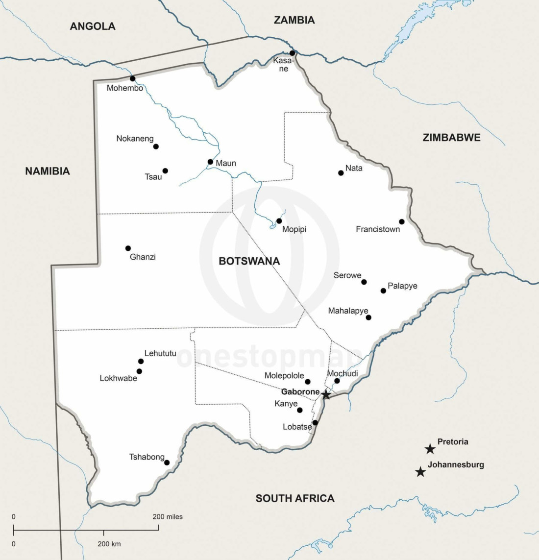 Free Vector Map of Botswana Outline | One Stop Map