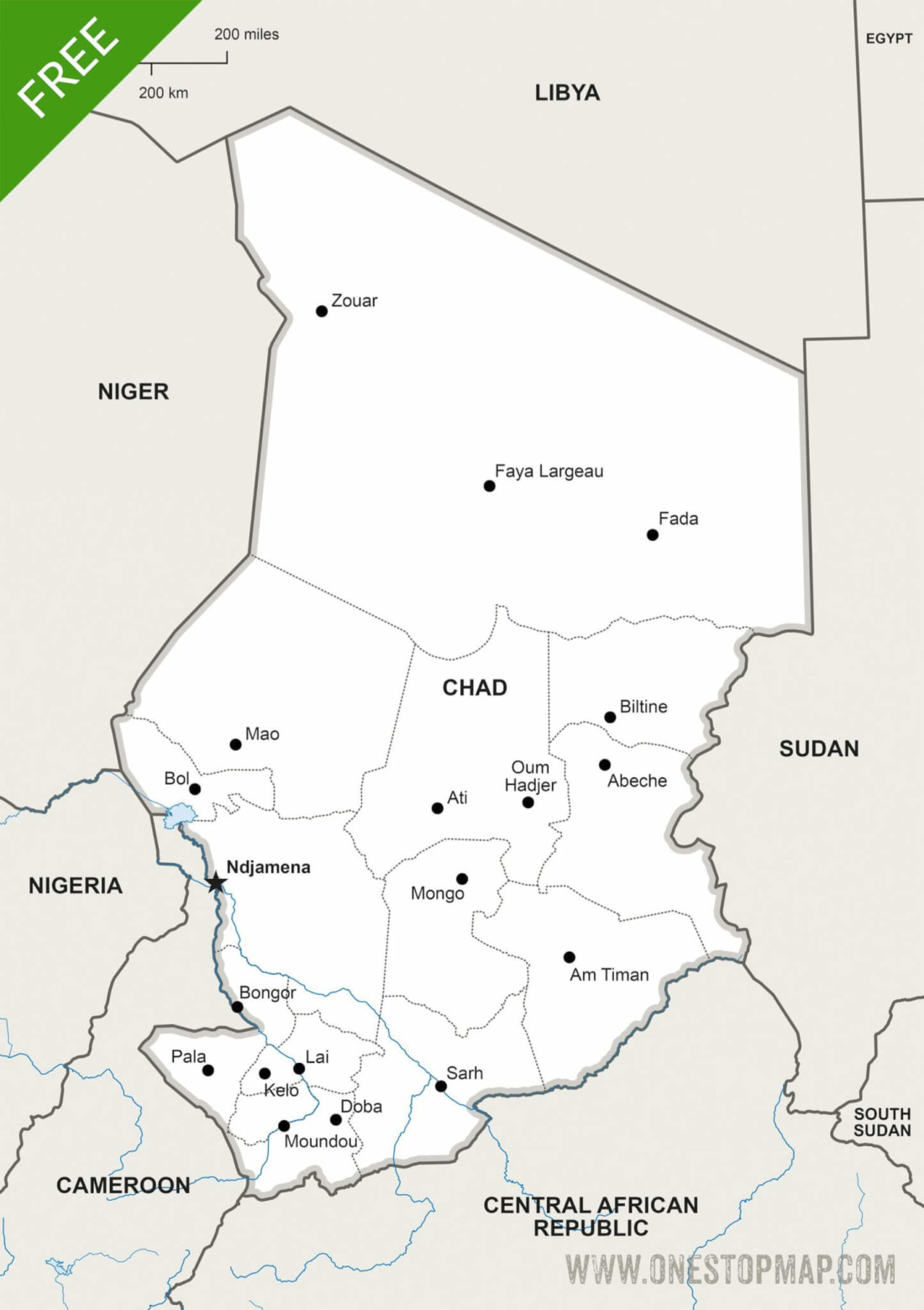 Vector Maps of Chad | One Stop Map