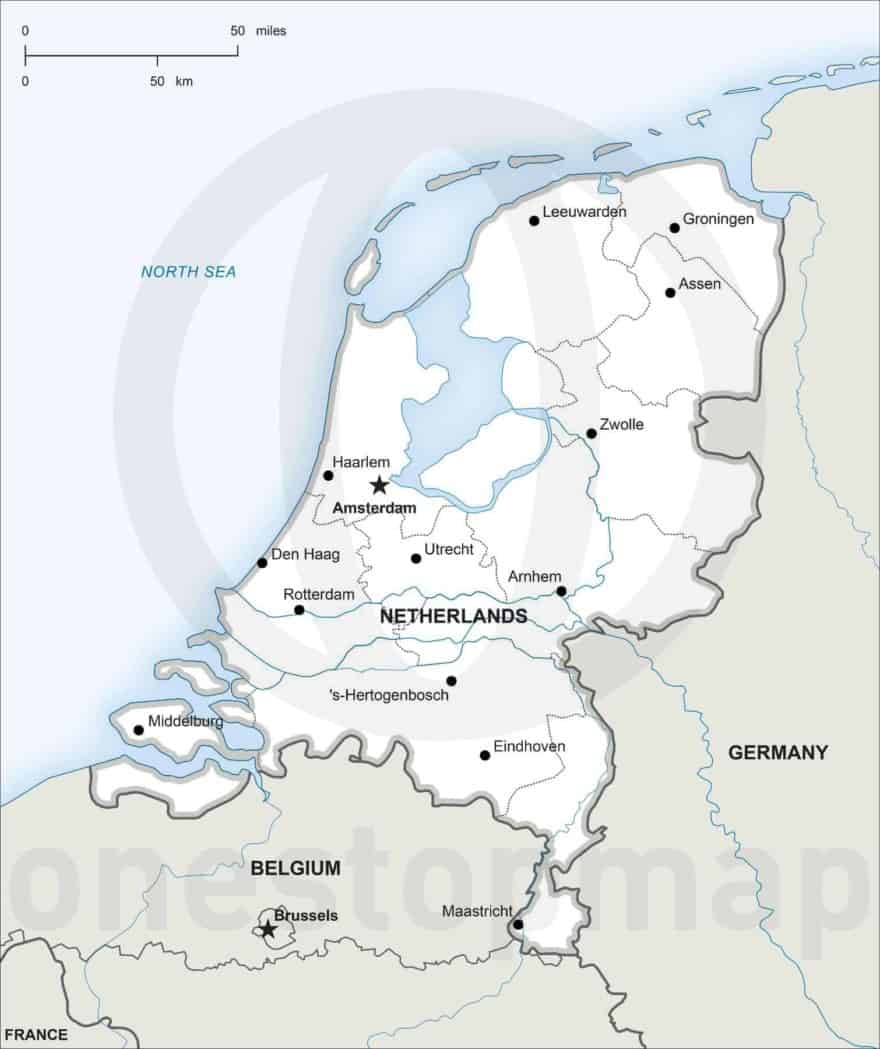 Vector Map of Netherlands Political | One Stop Map