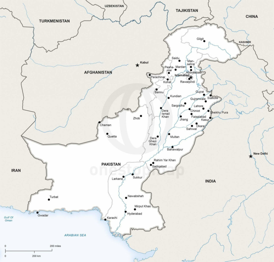 Free Vector Map of Pakistan Outline | One Stop Map