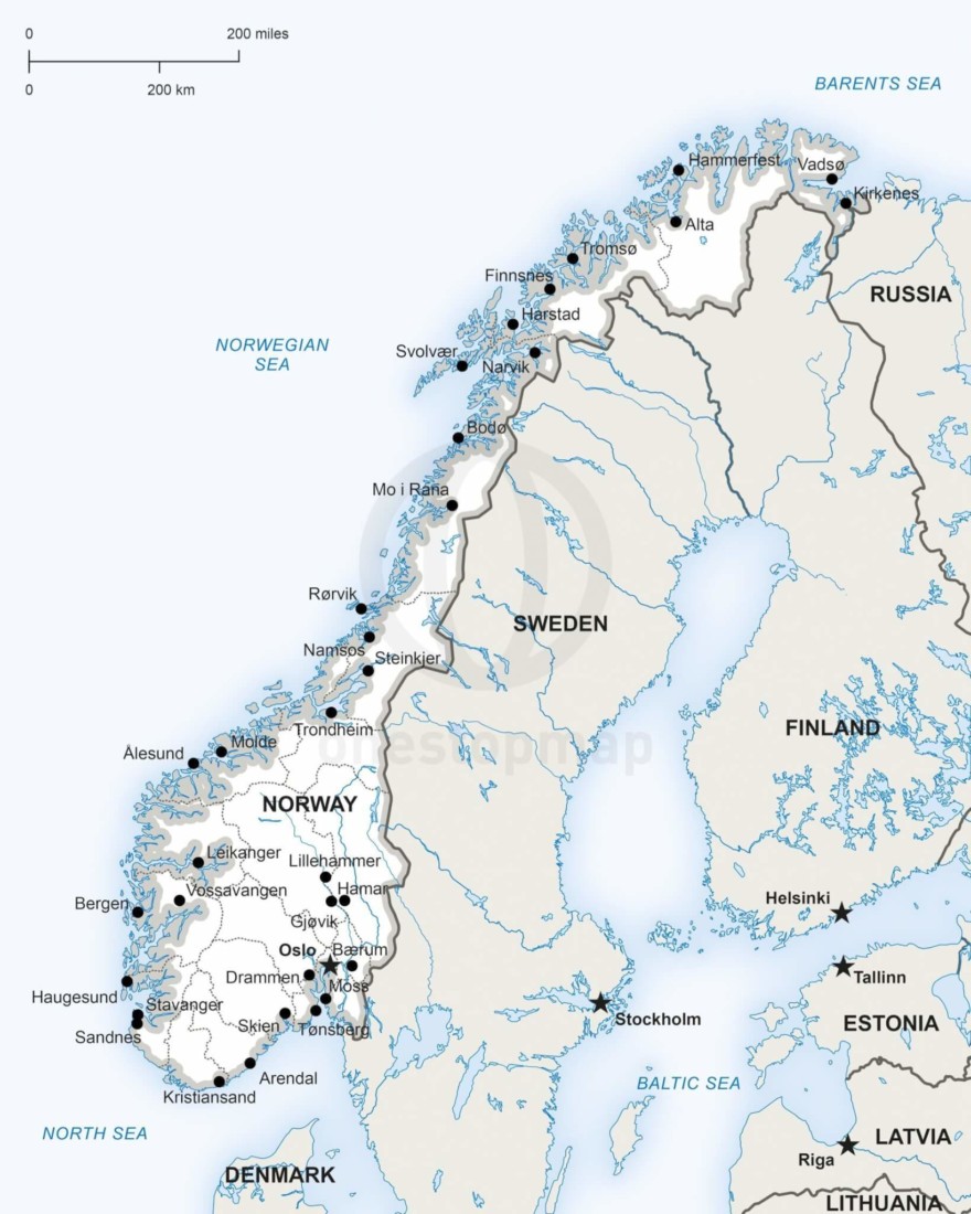 Vector Map of Norway Political | One Stop Map