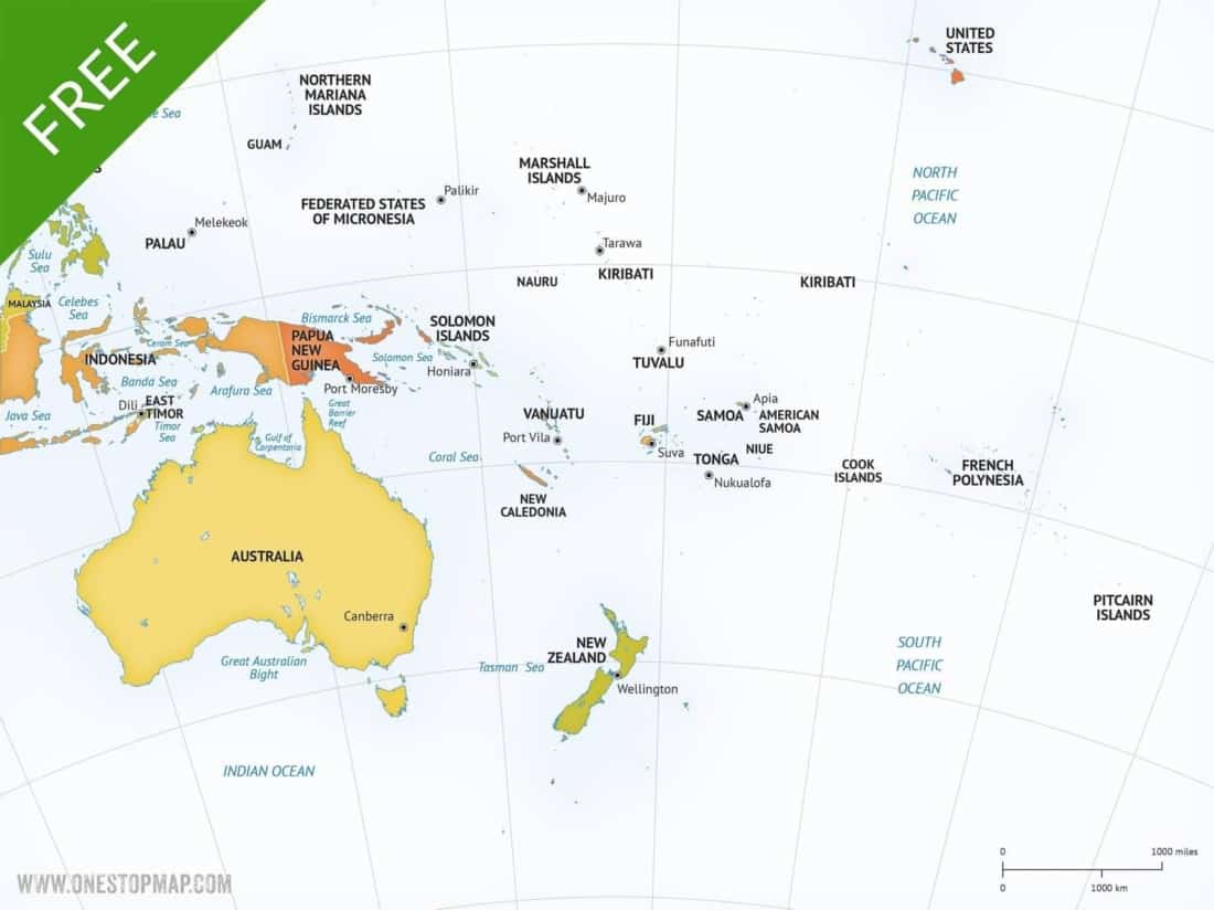 Vector Map Australia continent shaded relief | One Stop Map