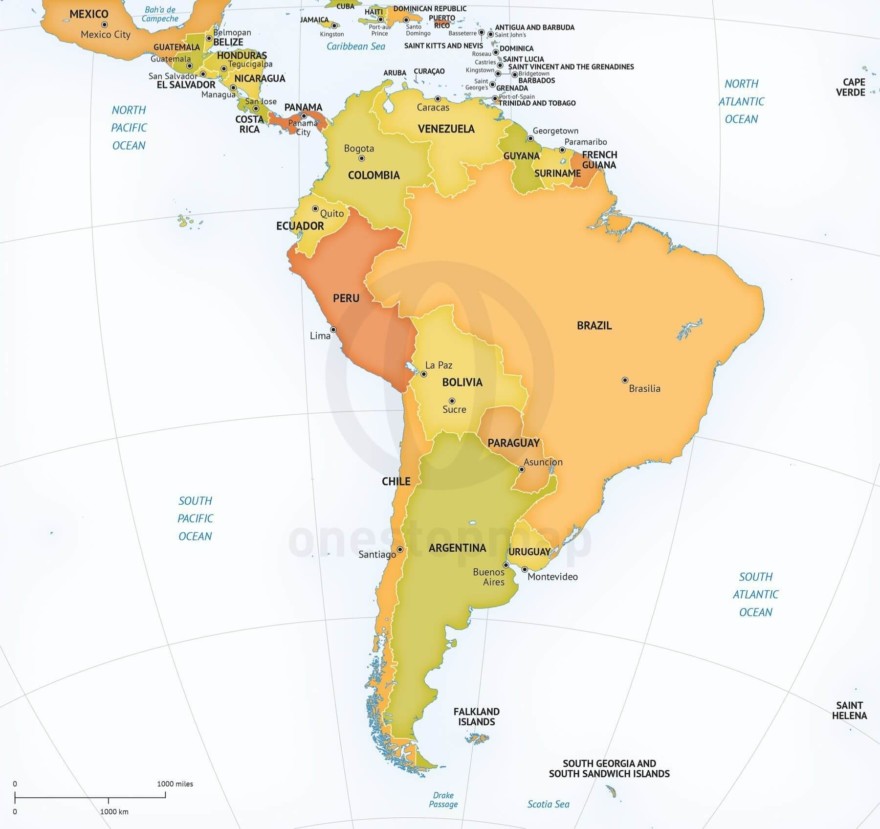 Ecuador on a map of latin america