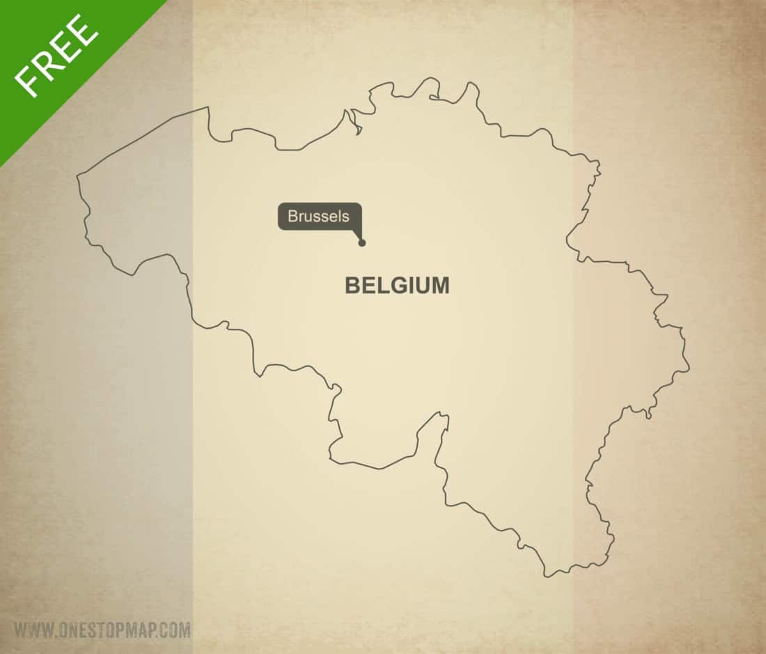 🇧🇪 Free Vector Map of Belgium Outline | One Stop Map
