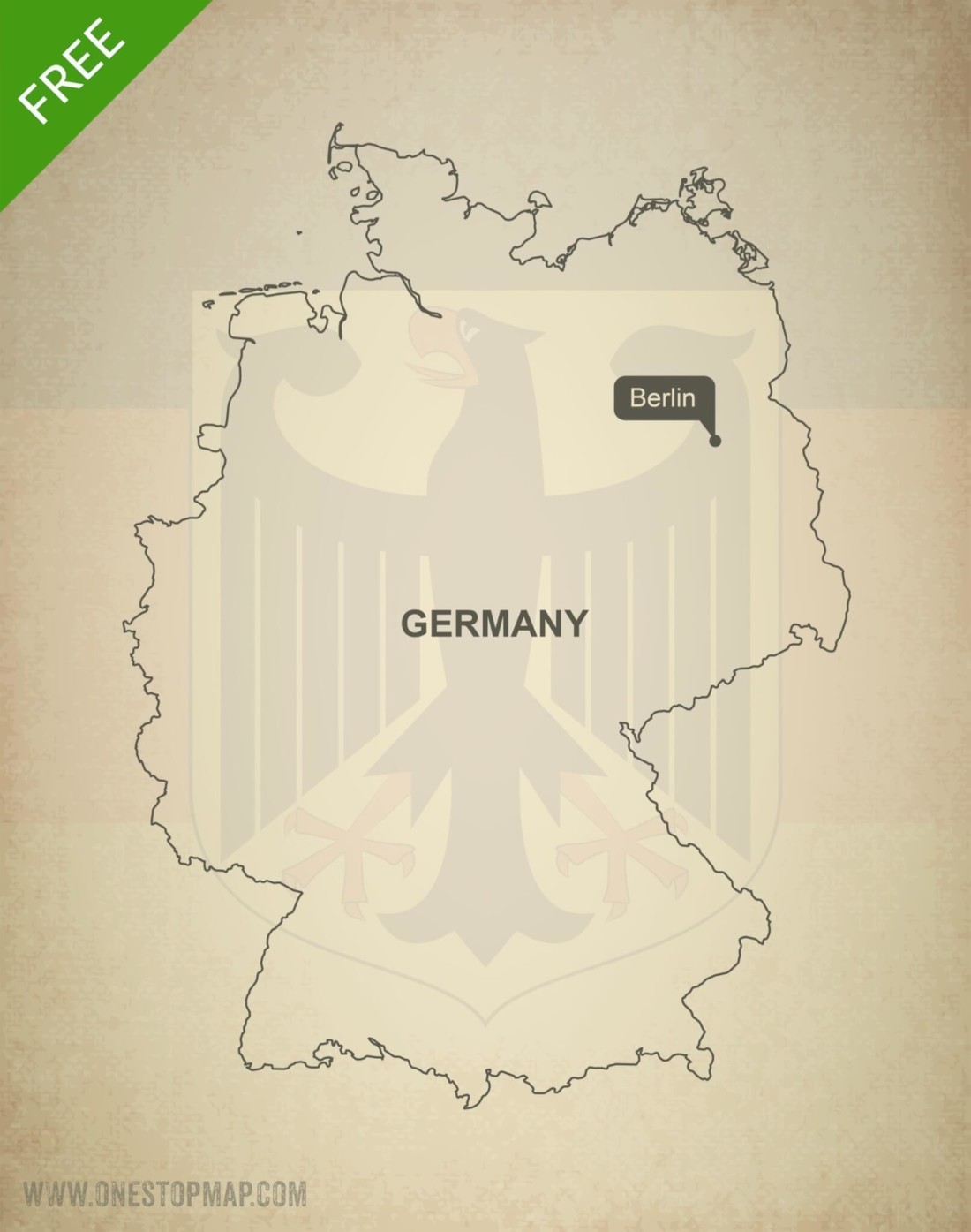 🇩🇪 Free Vector Map of Germany Outline | One Stop Map