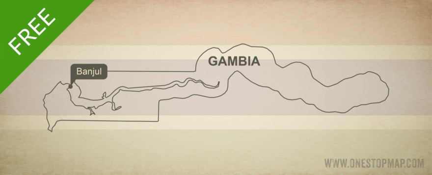 🇬🇲 Free Vector Map of Gambia Outline | One Stop Map