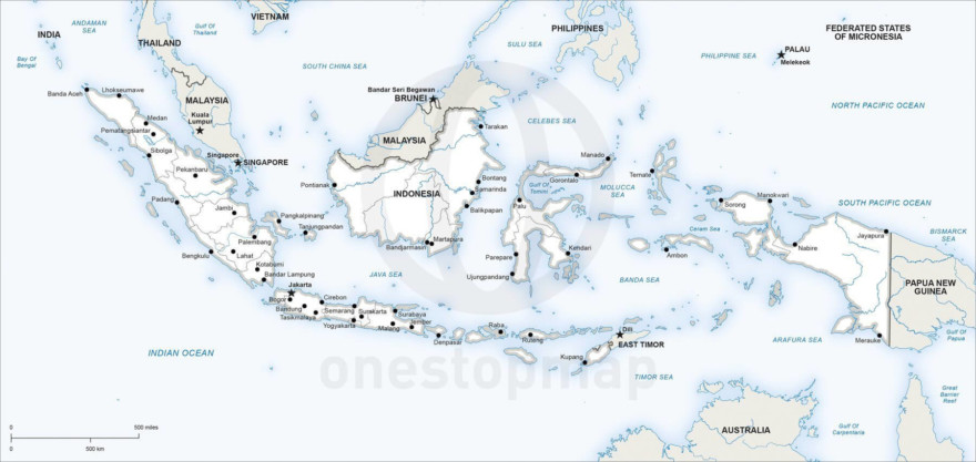 Free Vector Map of Indonesia Outline | One Stop Map