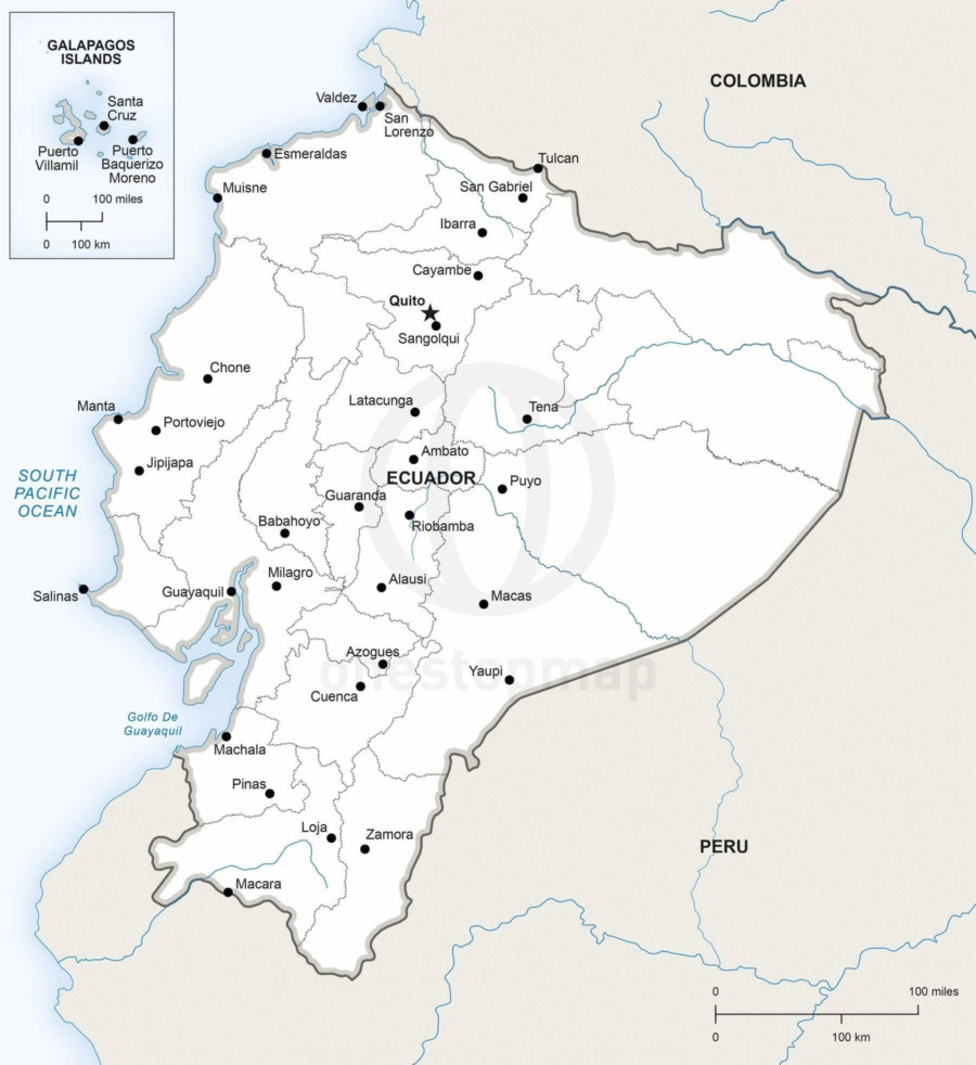 Free Vector Map of Ecuador Outline | One Stop Map