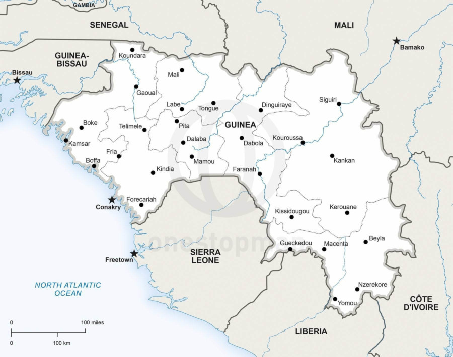 🇬🇳 Vector Map of Guinea political | One Stop Map