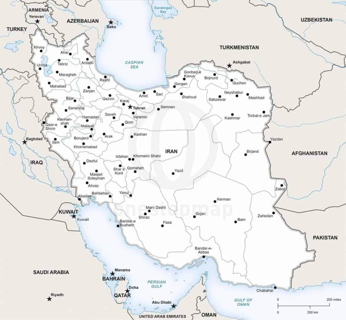 🇮🇷 Vector Map of Iran political | One Stop Map