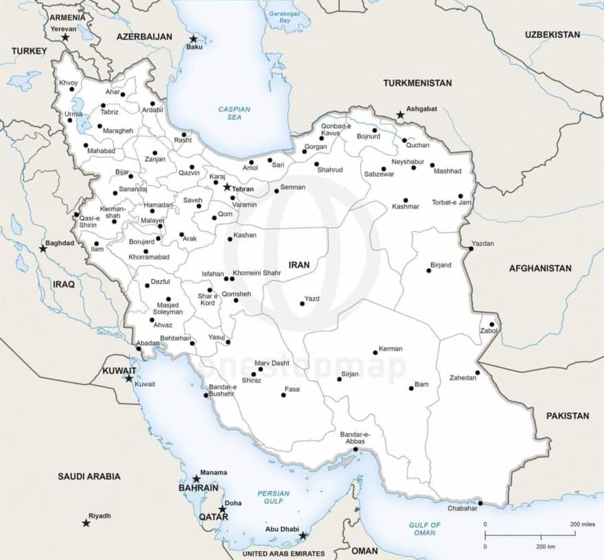 Free Vector Map of Iran Outline | One Stop Map