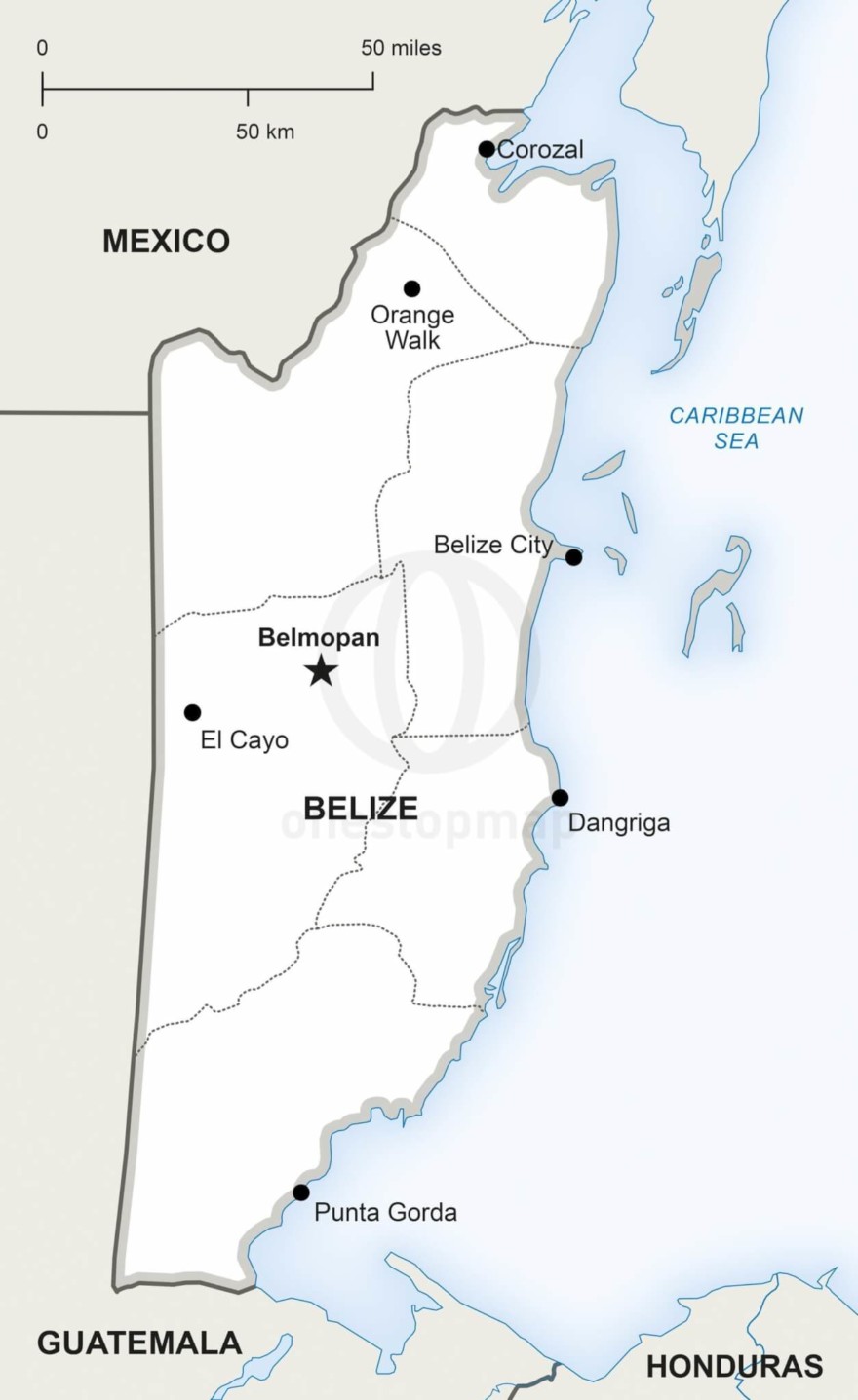 Free Vector Map of Belize Outline | One Stop Map