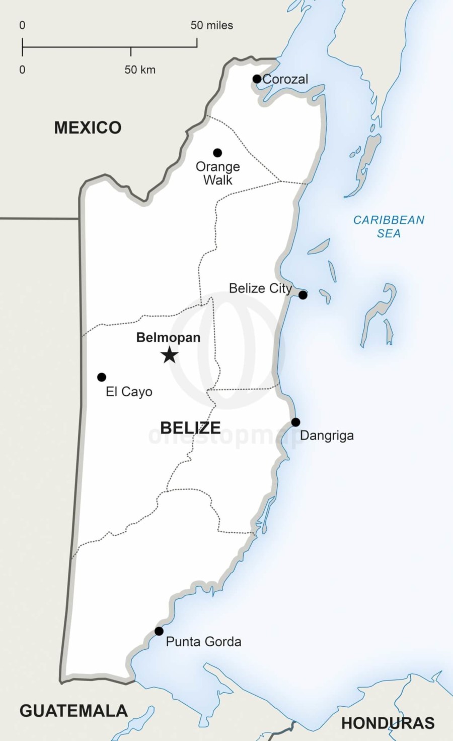 Free Vector Map of Belize Outline | One Stop Map
