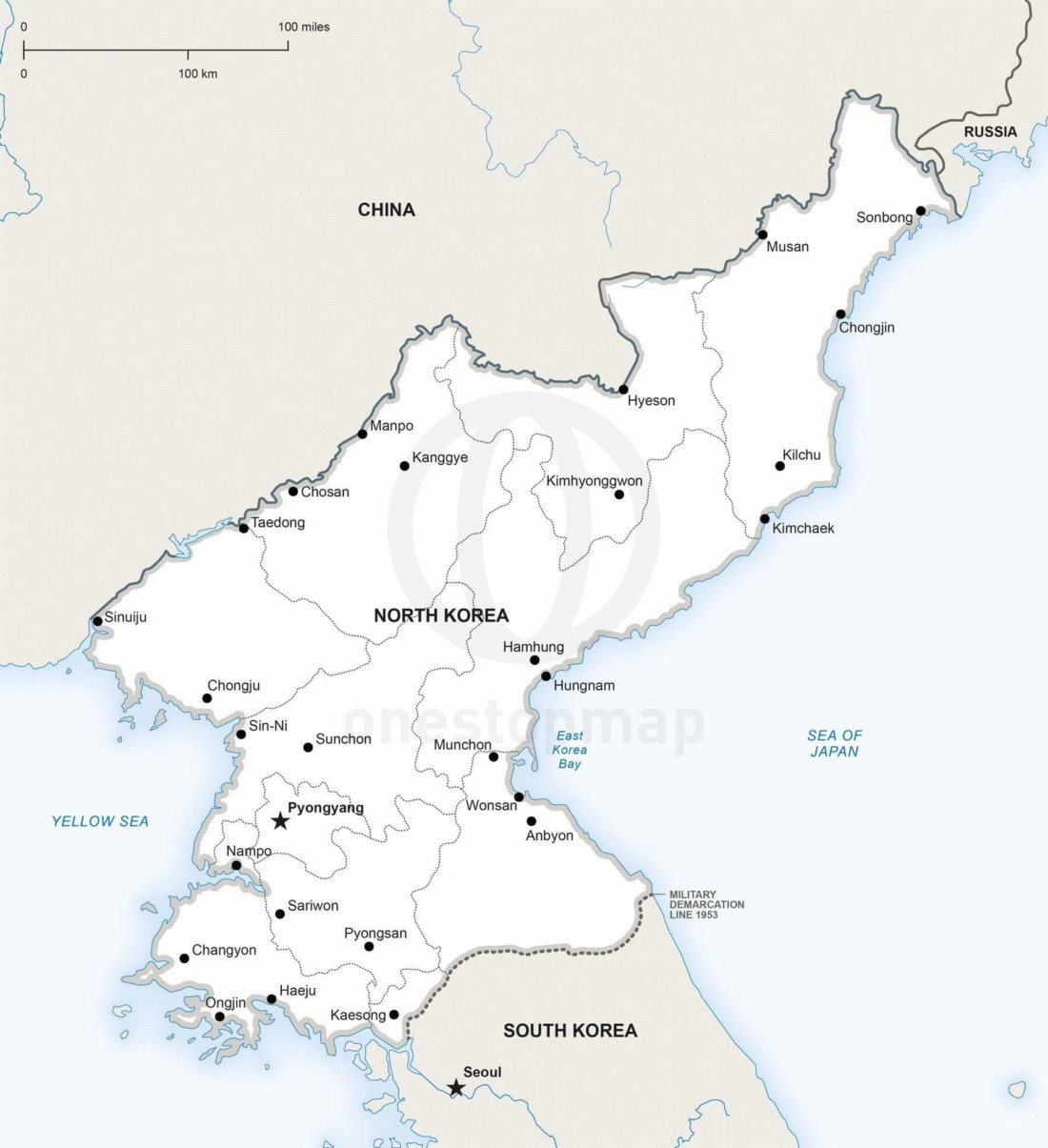 Free Vector Map of North Korea Outline | One Stop Map