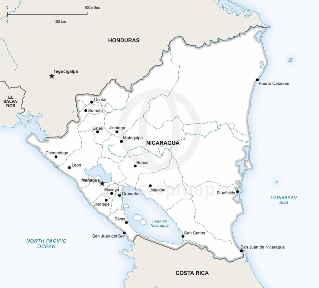 🇳🇮 Vector Map of Nicaragua political | One Stop Map