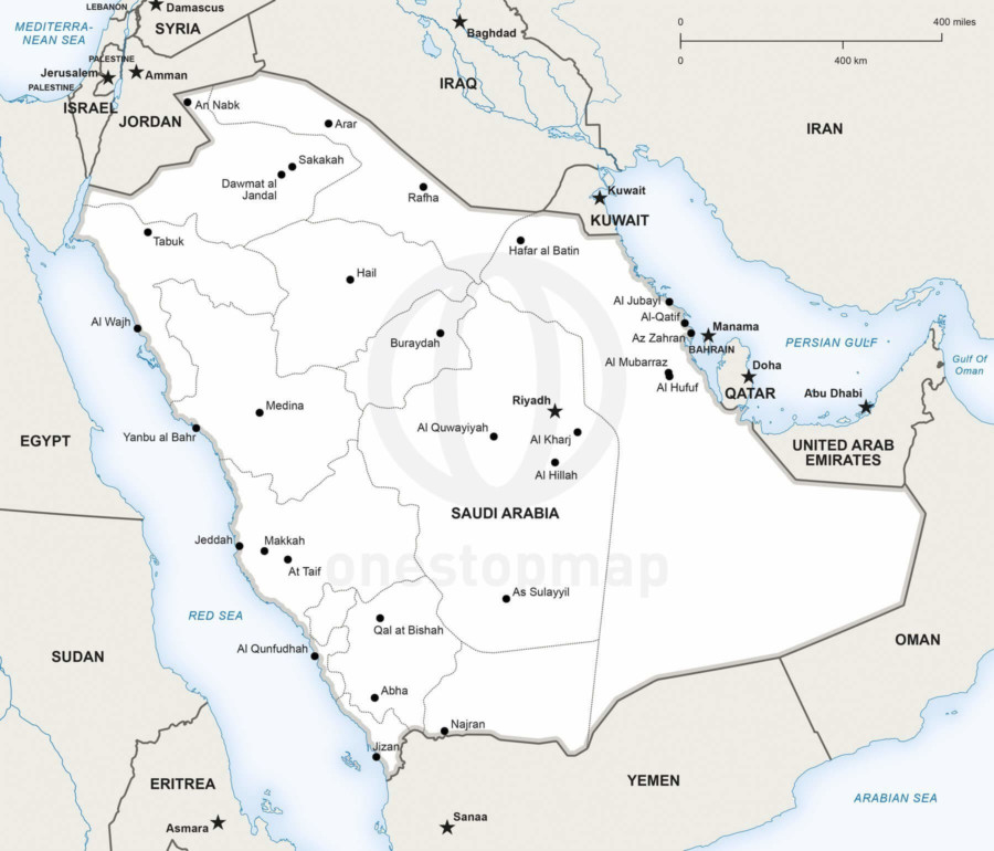 🇸🇦 Vector Map of Saudi Arabia political | One Stop Map