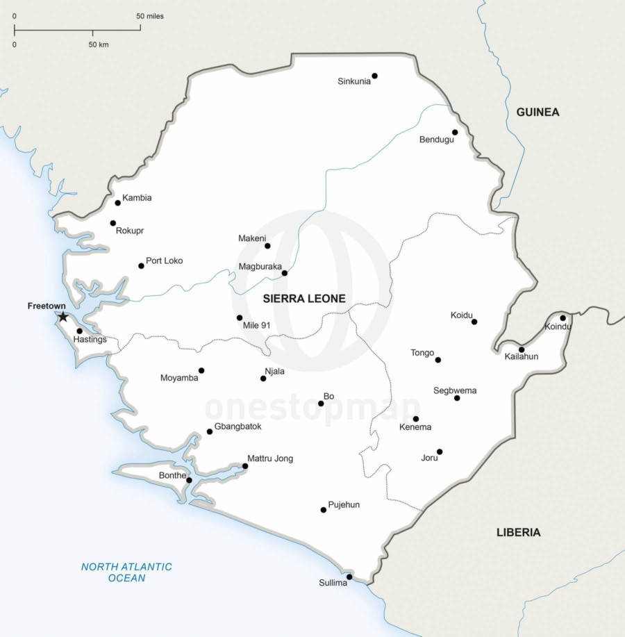 Vector Maps of Sierra Leone | One Stop Map