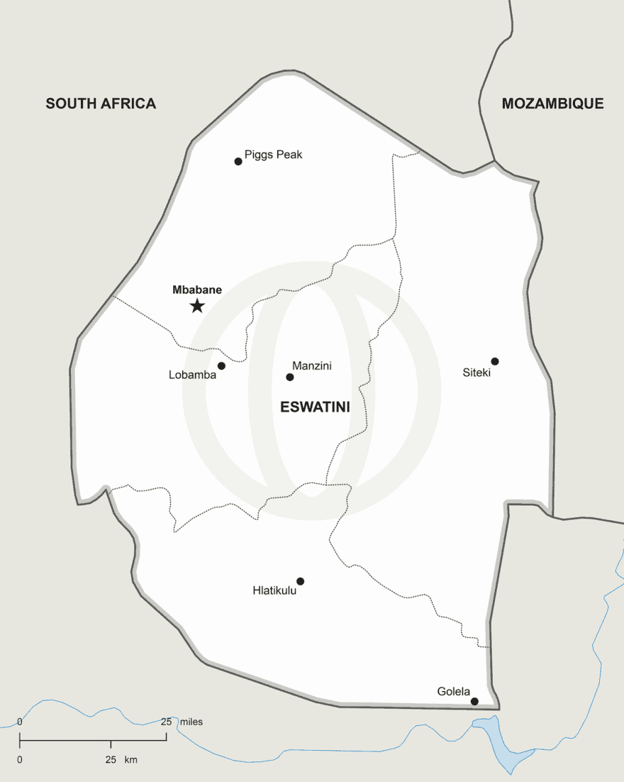 🇸🇿 Vector Map of eSwatini (Swaziland) political | One Stop Map