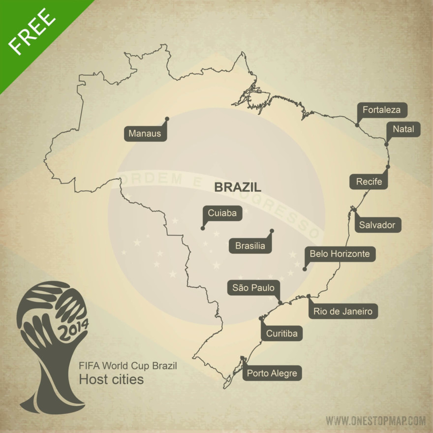 🇧🇷 Free Vector Map of Brazil Outline | One Stop Map
