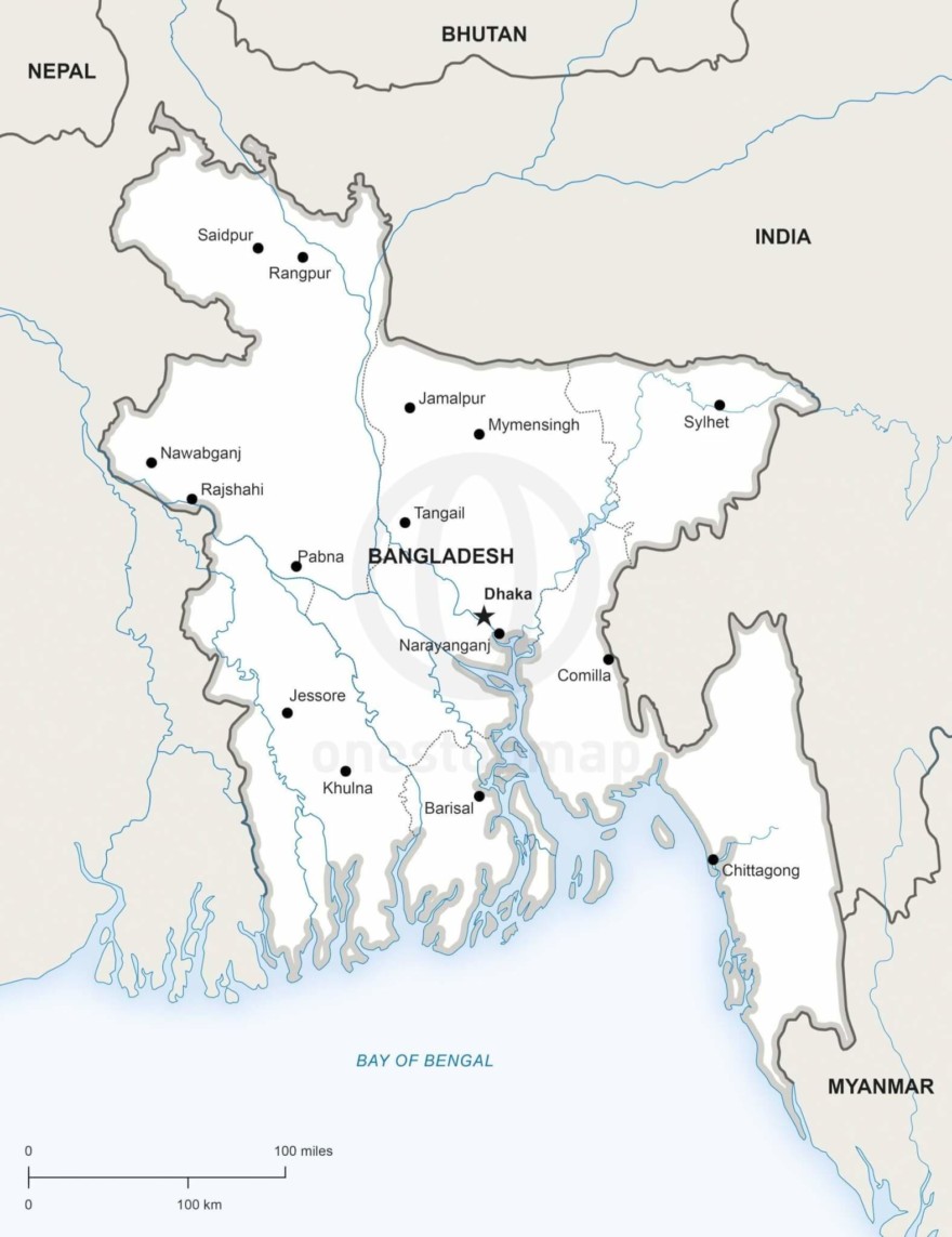 Free Vector Map of Bangladesh Outline | One Stop Map