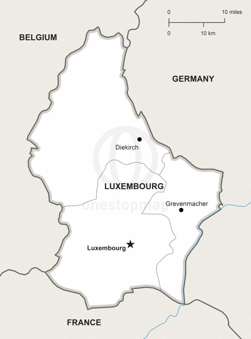 Free Vector Map of Luxembourg Outline | One Stop Map