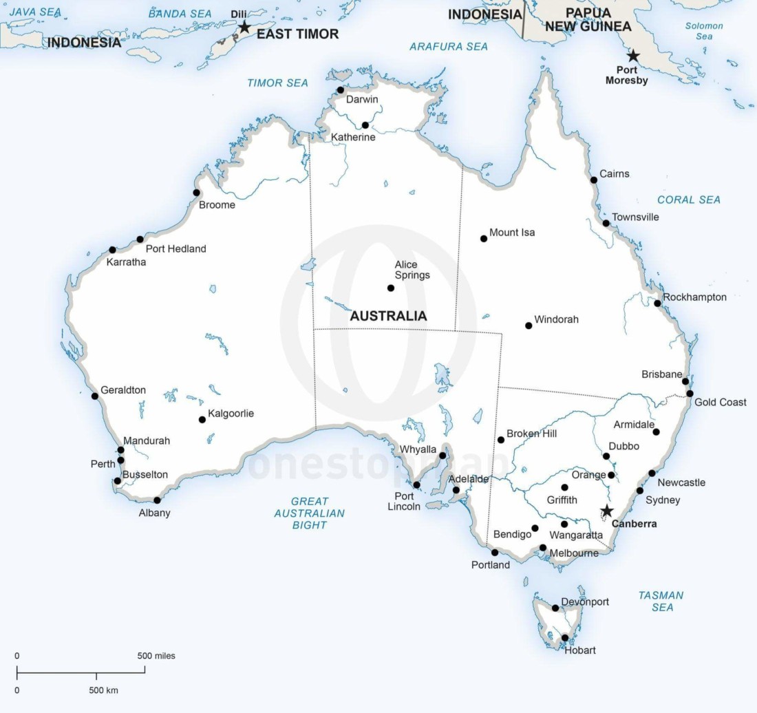 🇦🇺 Free Vector Map of Australia Outline | One Stop Map