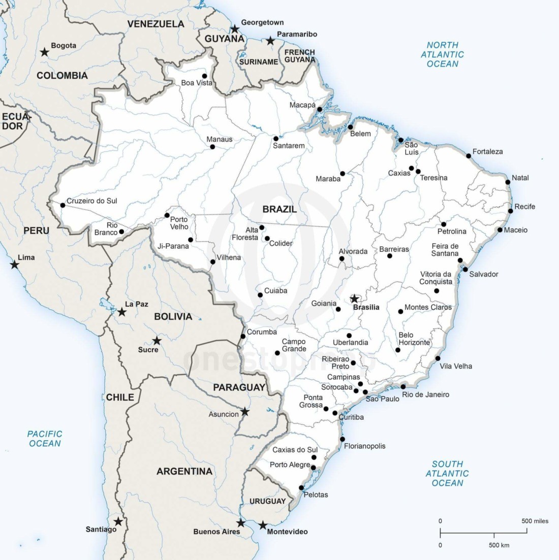 Vector Map of Brazil Political | One Stop Map