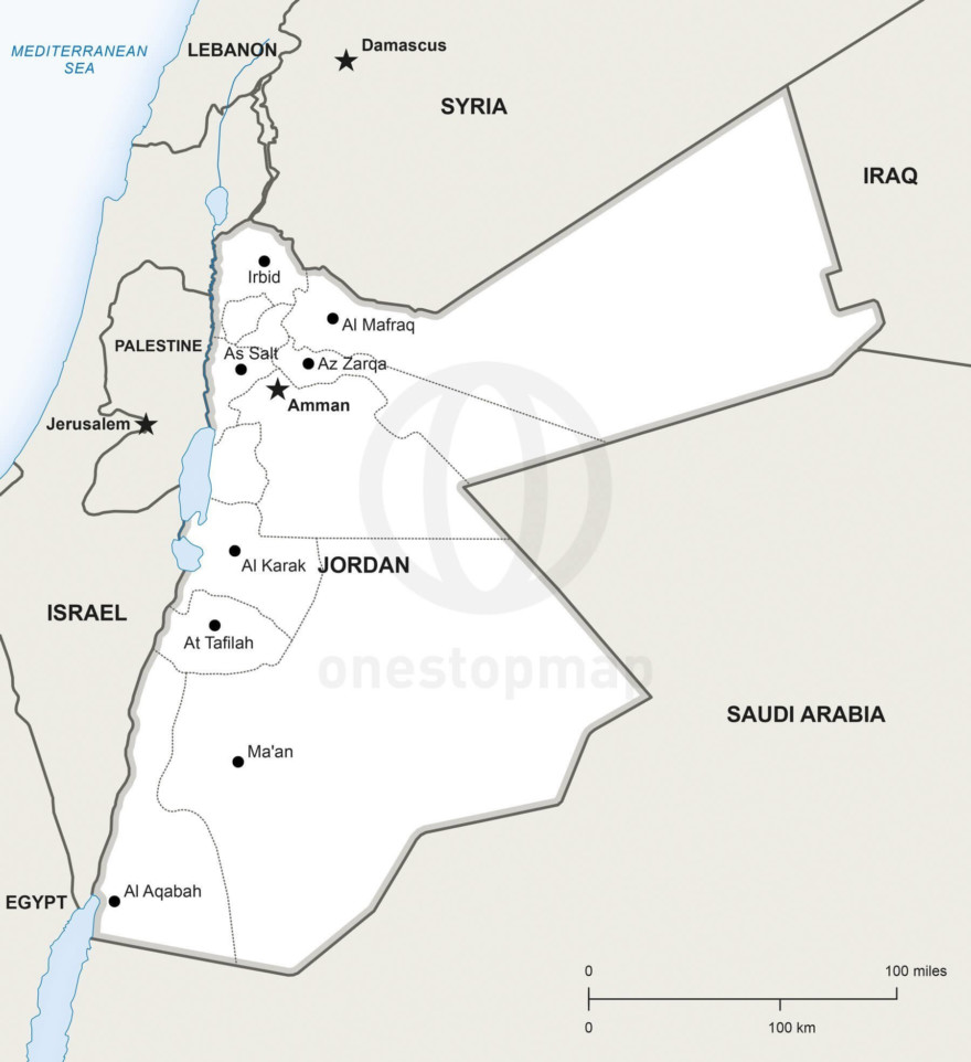 Free Vector Map of Jordan Outline | One Stop Map