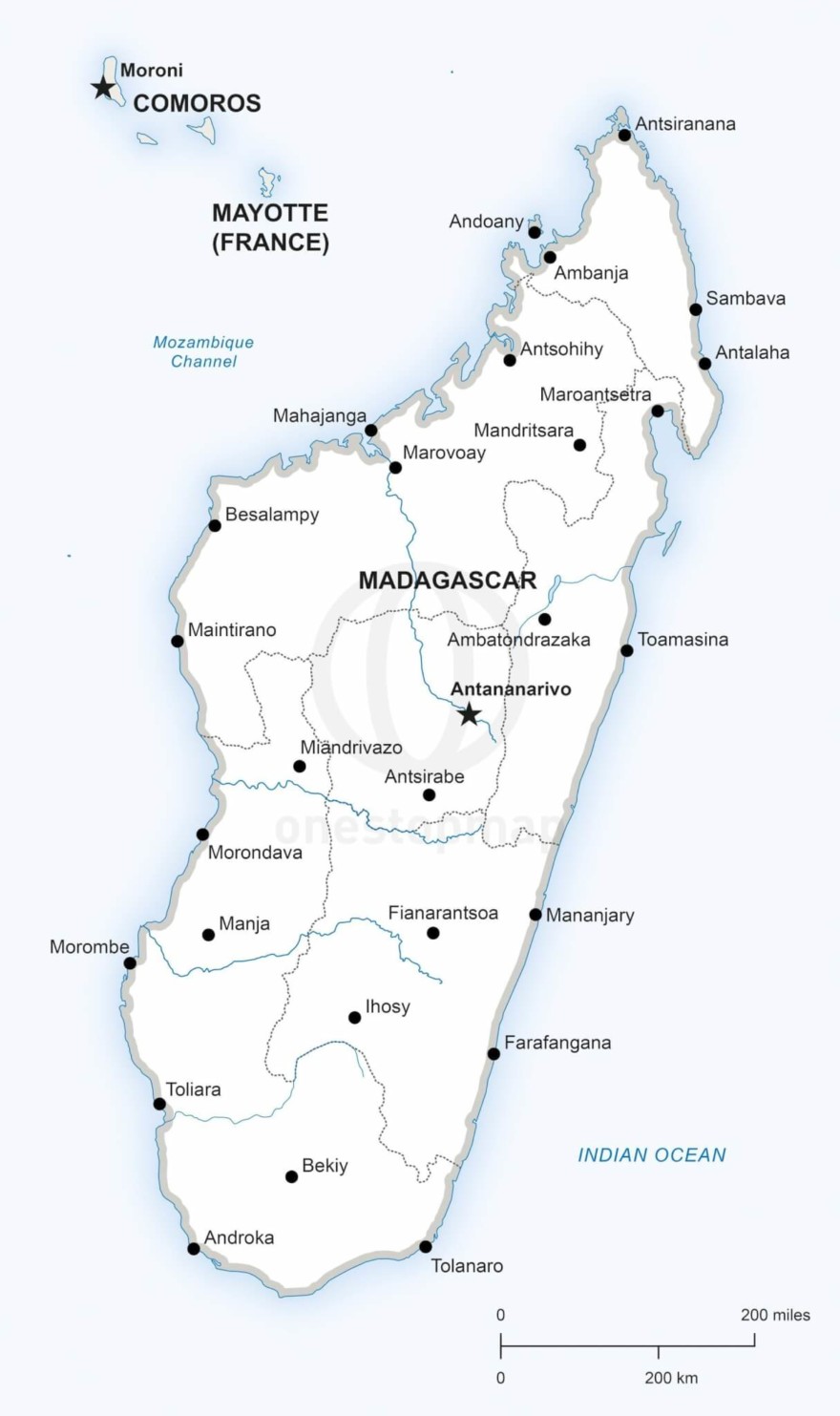 Vector Map of Madagascar Political | One Stop Map