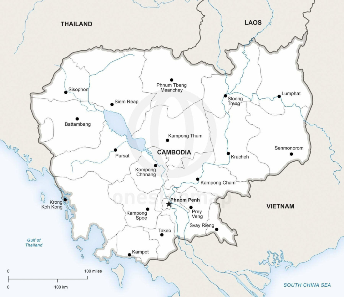 Vector Map of Cambodia Political | One Stop Map