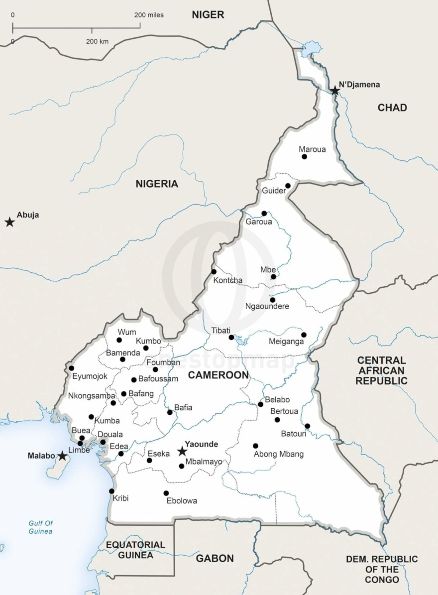 Free Vector Map Of Cameroon Outline One Stop Map