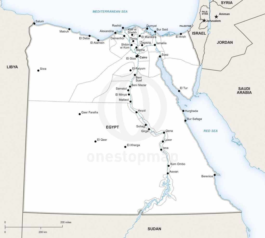 Vector Map of Egypt Political | One Stop Map
