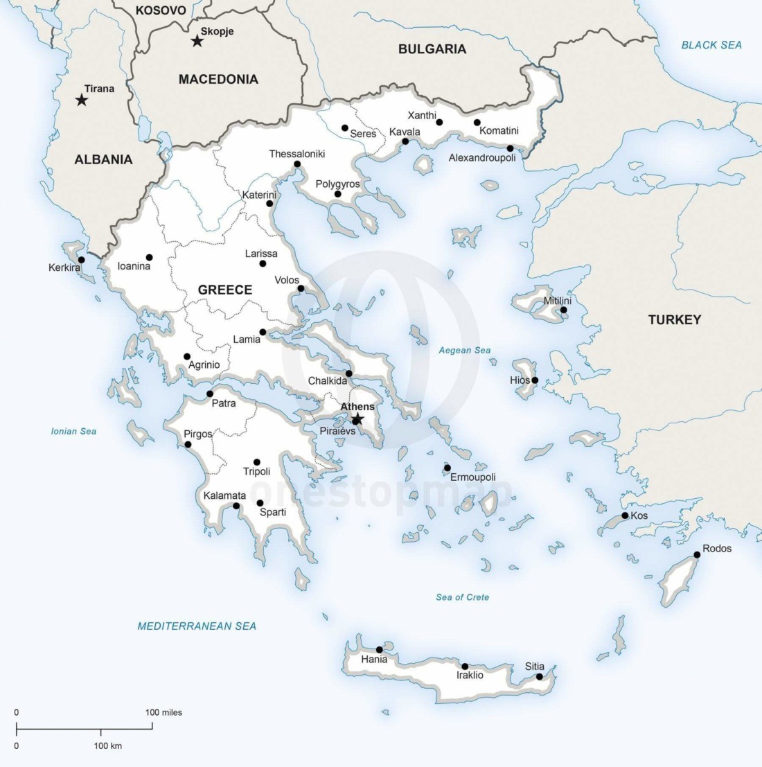 Vector Map of Greece Political | One Stop Map