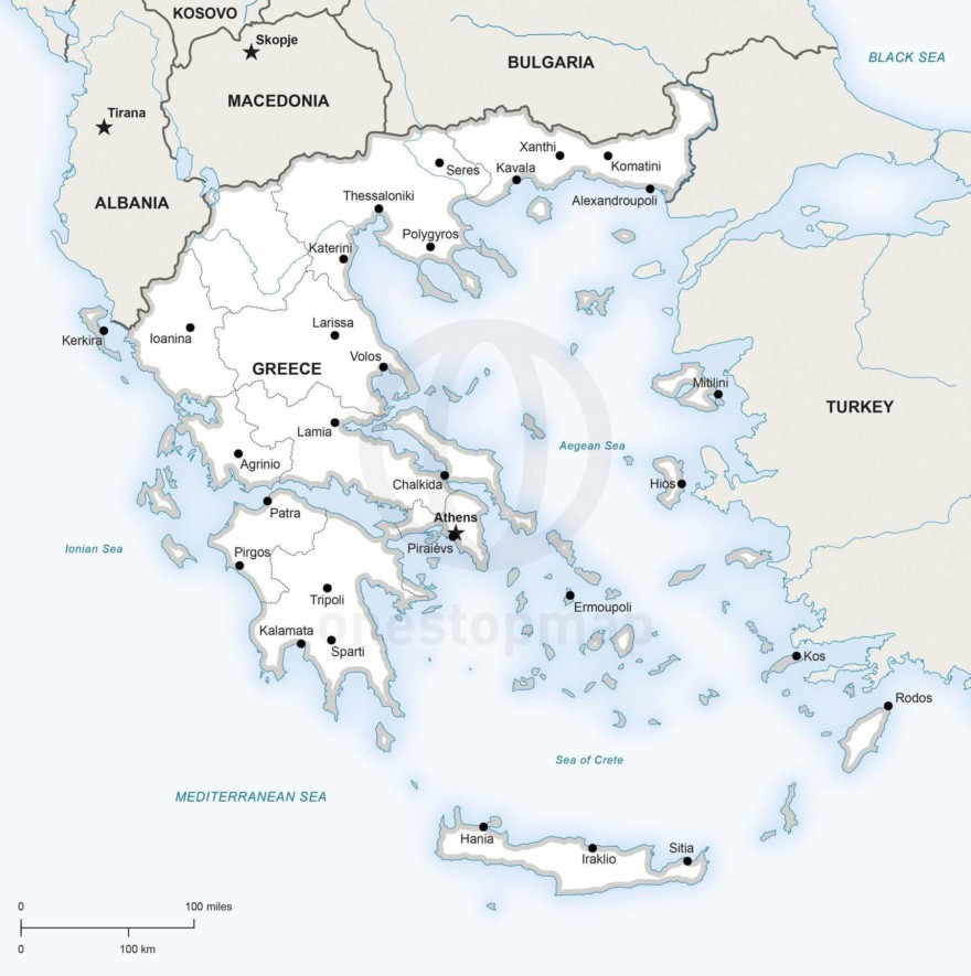 Vector Map of Greece Political | One Stop Map