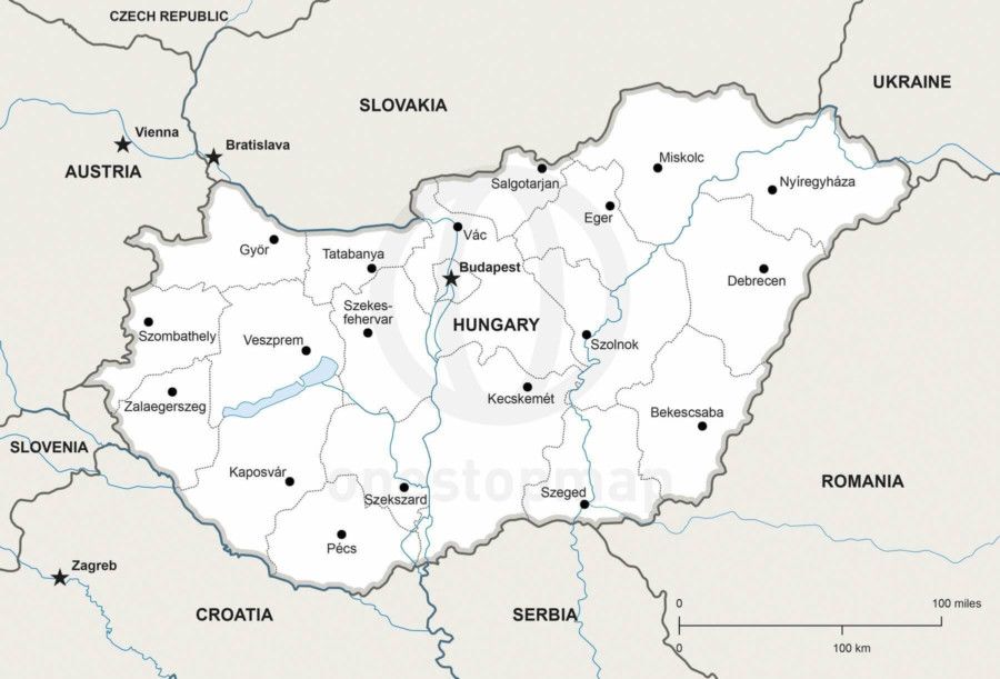 Vector Maps of Hungary | One Stop Map