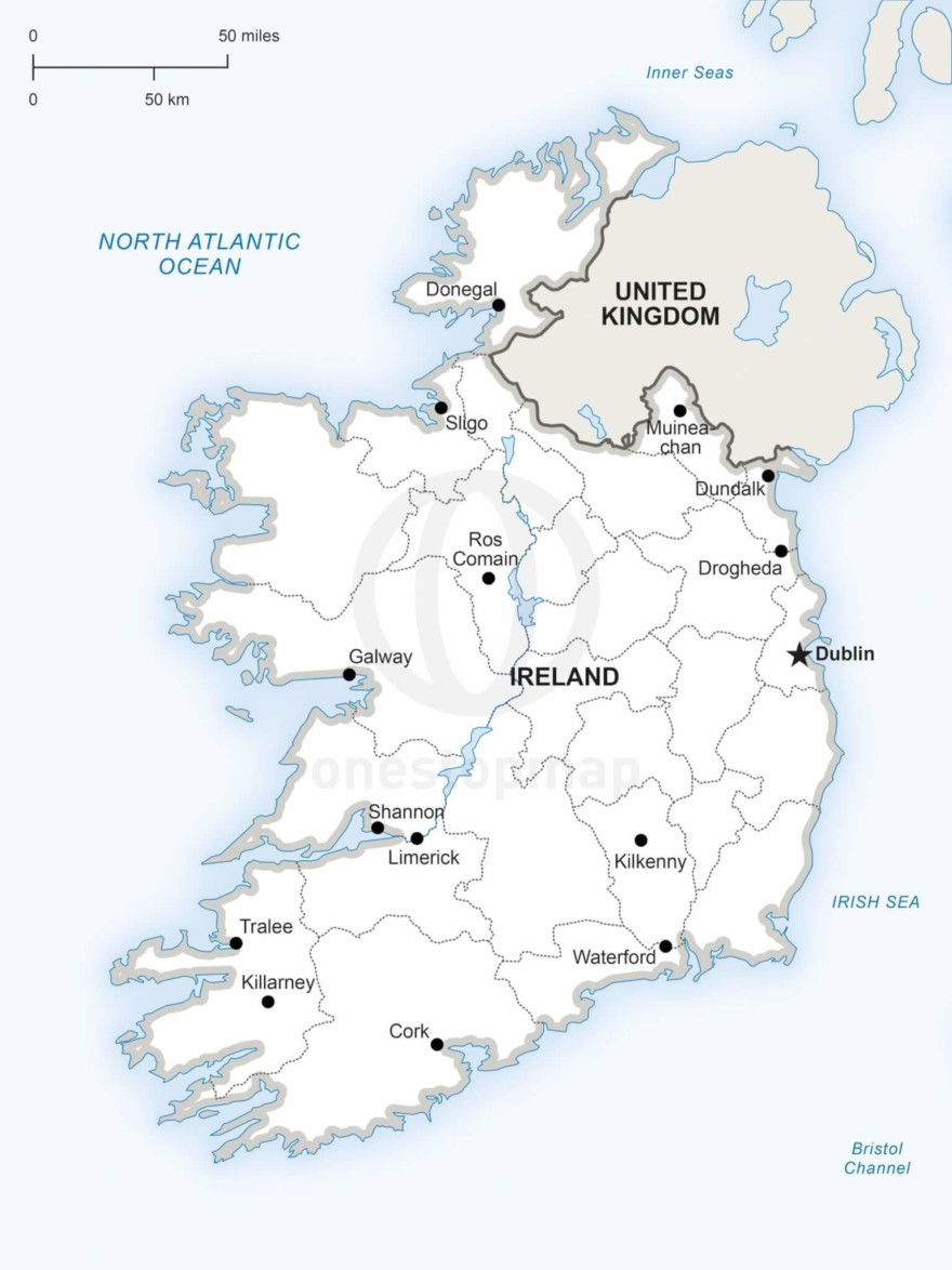 Free Vector Map of Ireland Outline | One Stop Map