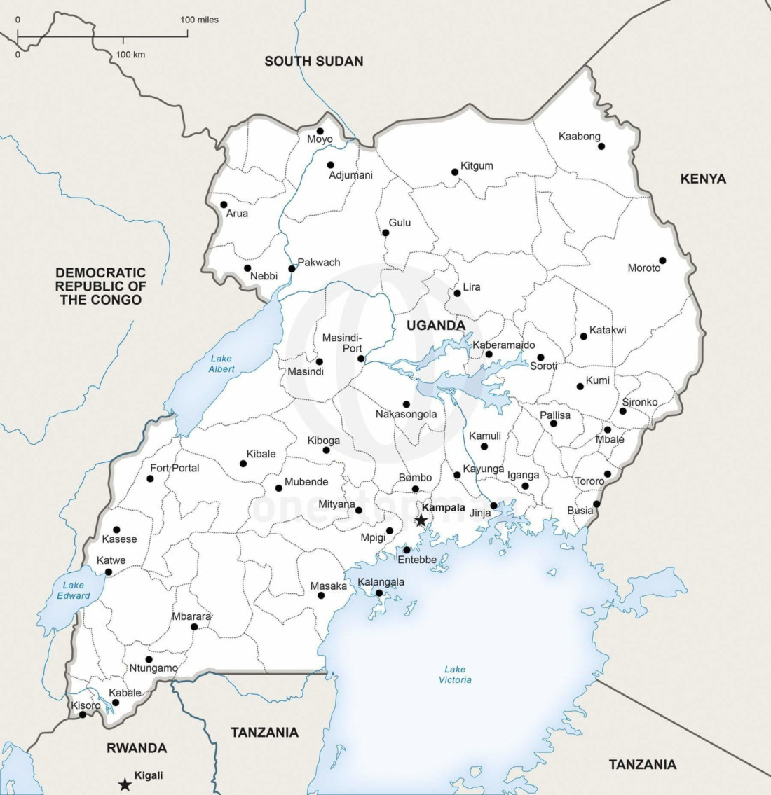 Vector Map of Uganda Political | One Stop Map