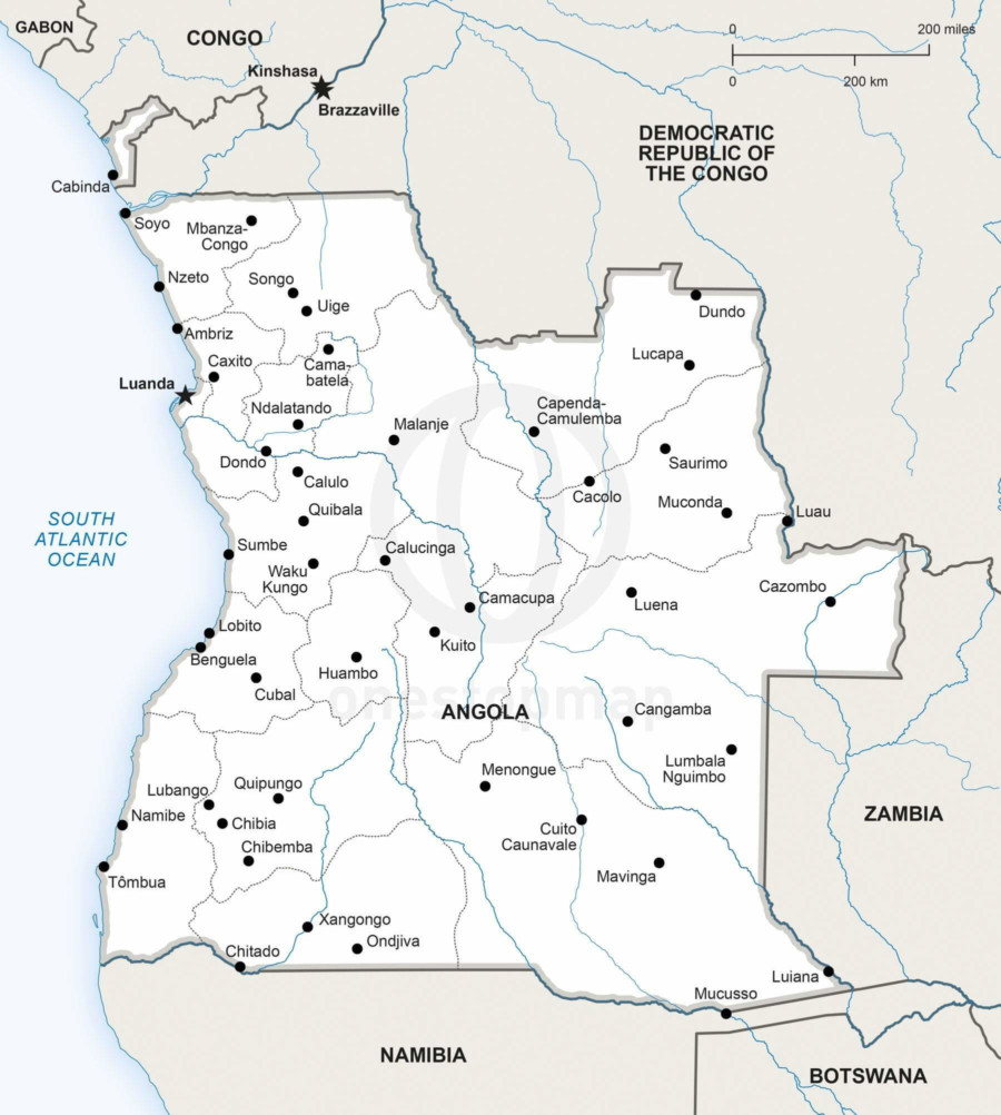 Vector Map of Angola Political | One Stop Map