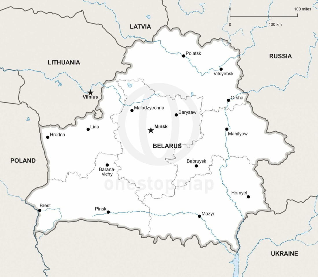 Vector Map of Belarus Political | One Stop Map