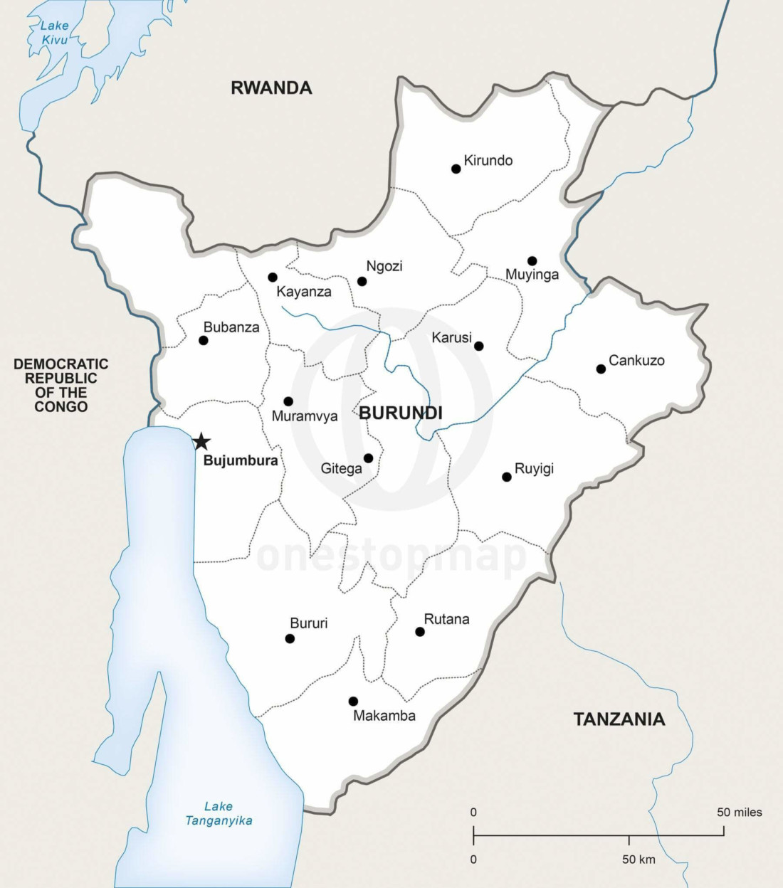 Vector Maps of Burundi | One Stop Map