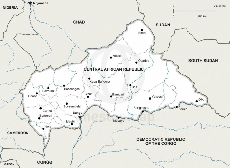 Free Vector Map of Central African Republic | One Stop Map