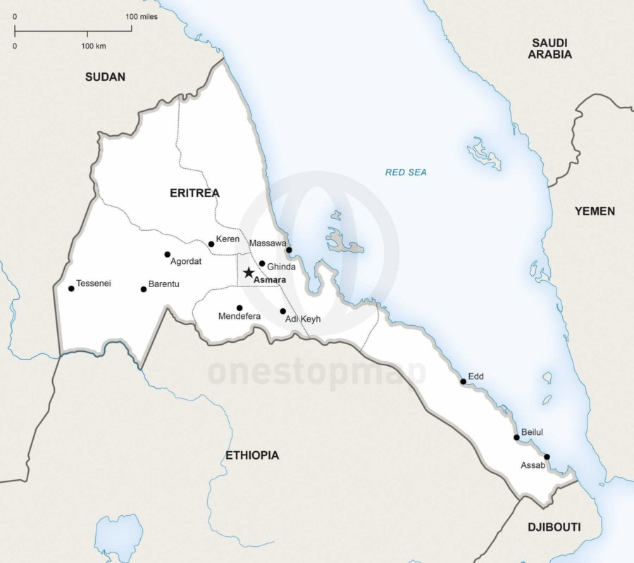 Free Vector Map of Eritrea Outline | One Stop Map