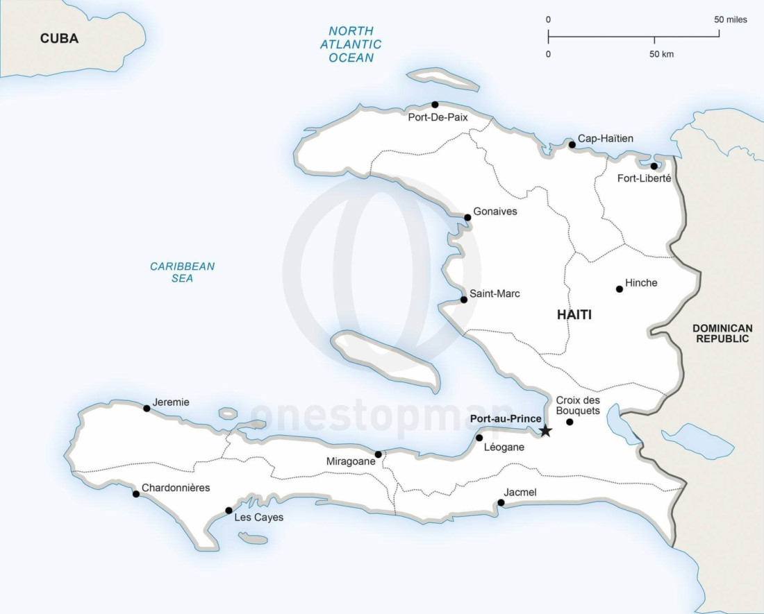 Vector Map of Haiti Political | One Stop Map