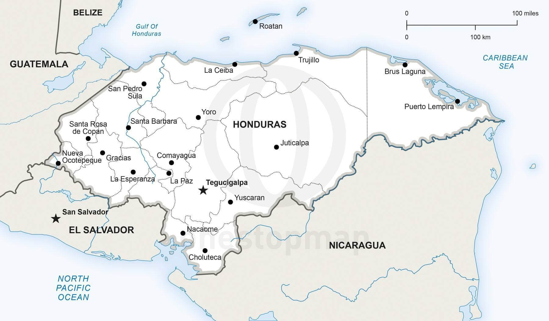 Vector Map of Honduras Political | One Stop Map Vector Map of Honduras Political | One Stop Map