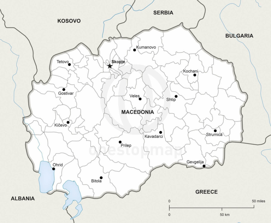Vector Map of Macedonia Political | One Stop Map